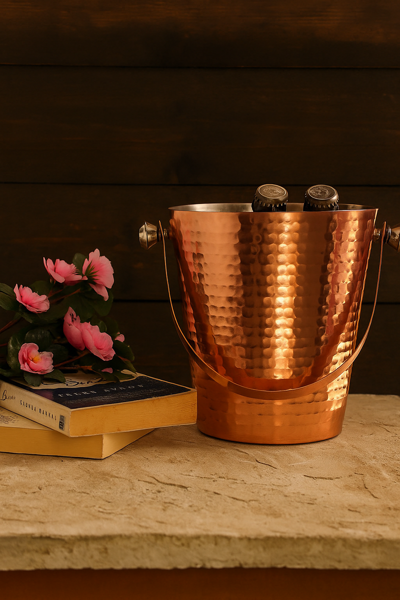 4L Hammered Copper Finish Wine Cooler – Handcrafted Barware Bucket ...